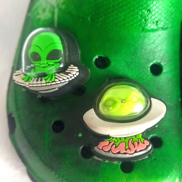 CROCS | Shoes | Crocs Toddler Sandals Size 7 C Green Aliens Sharks With ...